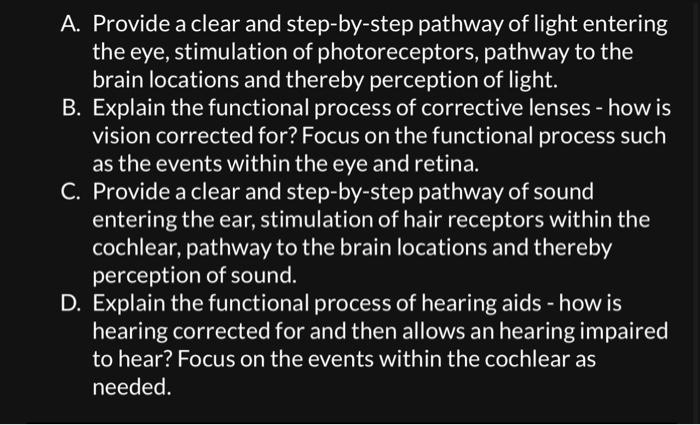 Solved A. Provide a clear and step-by-step pathway of light | Chegg.com