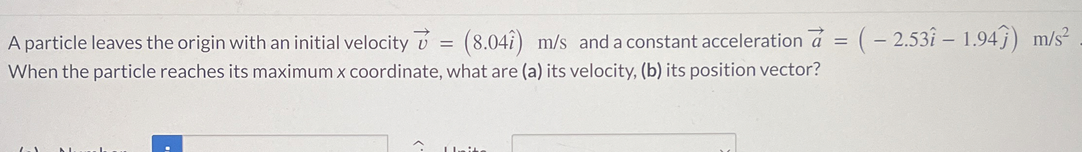 Solved A particle leaves the origin with an initial velocity | Chegg.com