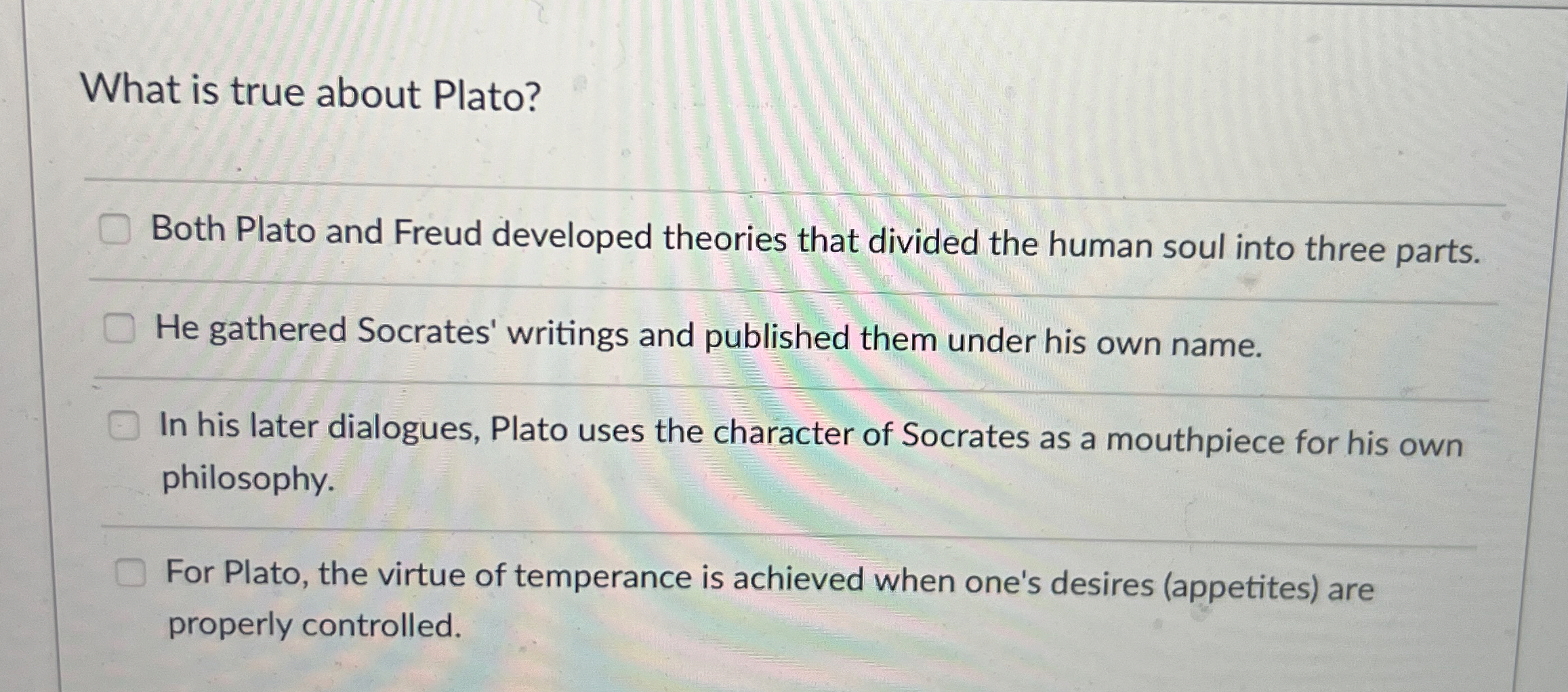 Solved What is true about Plato?Both Plato and Freud | Chegg.com