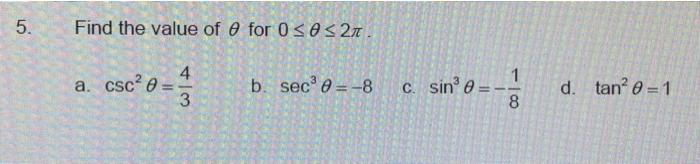 Solved 5. Find the value of for OSO