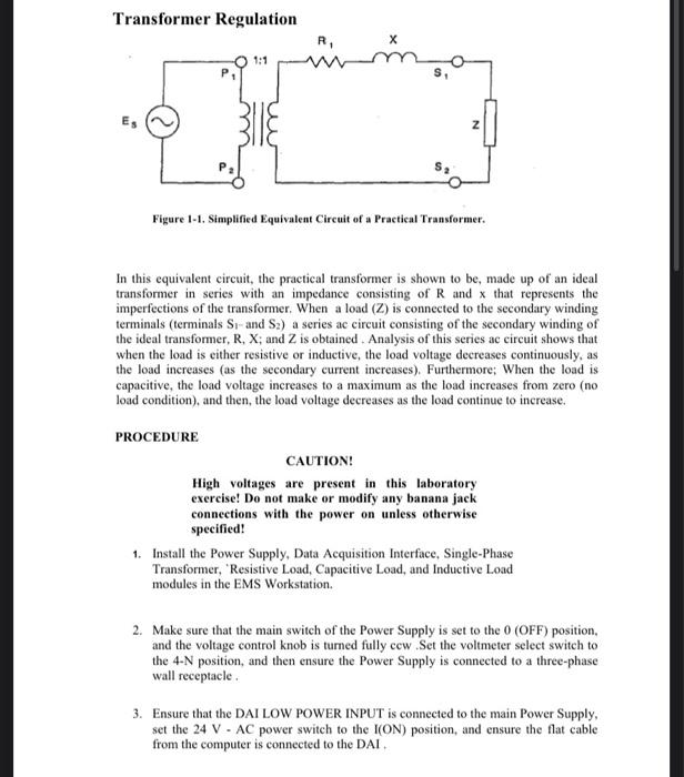 Solved Transformer Regulation EXERCISE OBJECTIVE When you | Chegg.com