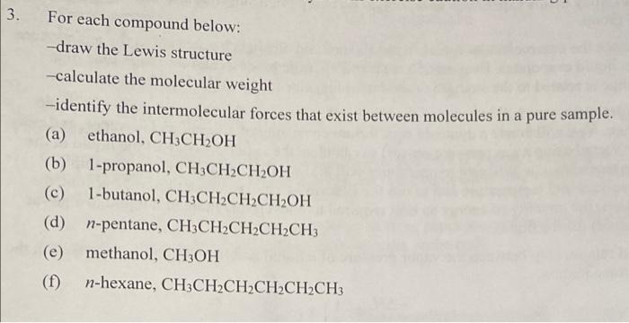 Solved For each compound below: -draw the Lewis structure - | Chegg.com