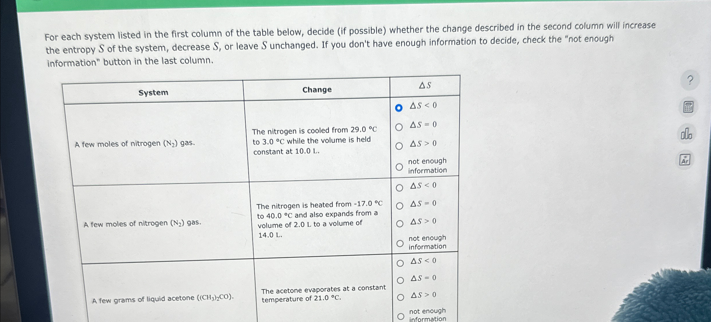 Solved For each system listed in the first column of the | Chegg.com