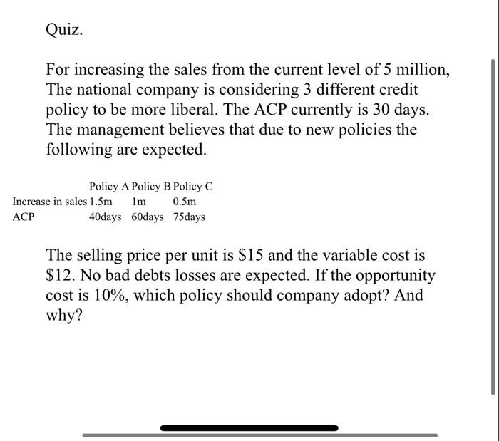Solved Quiz. For increasing the sales from the current level | Chegg.com