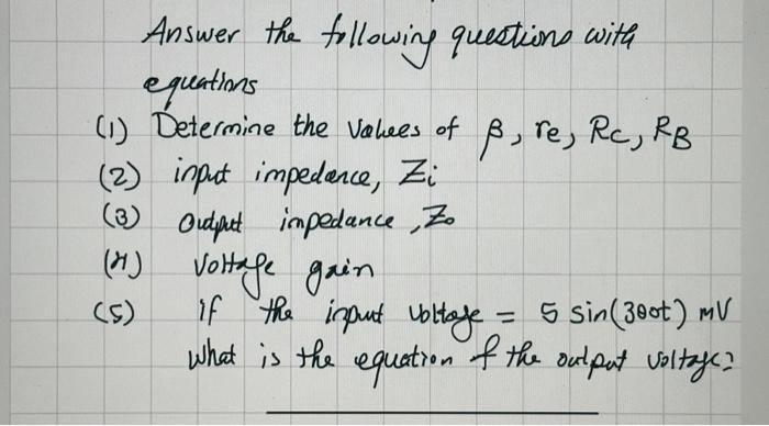 [Solved]: Answer the following questions with equations