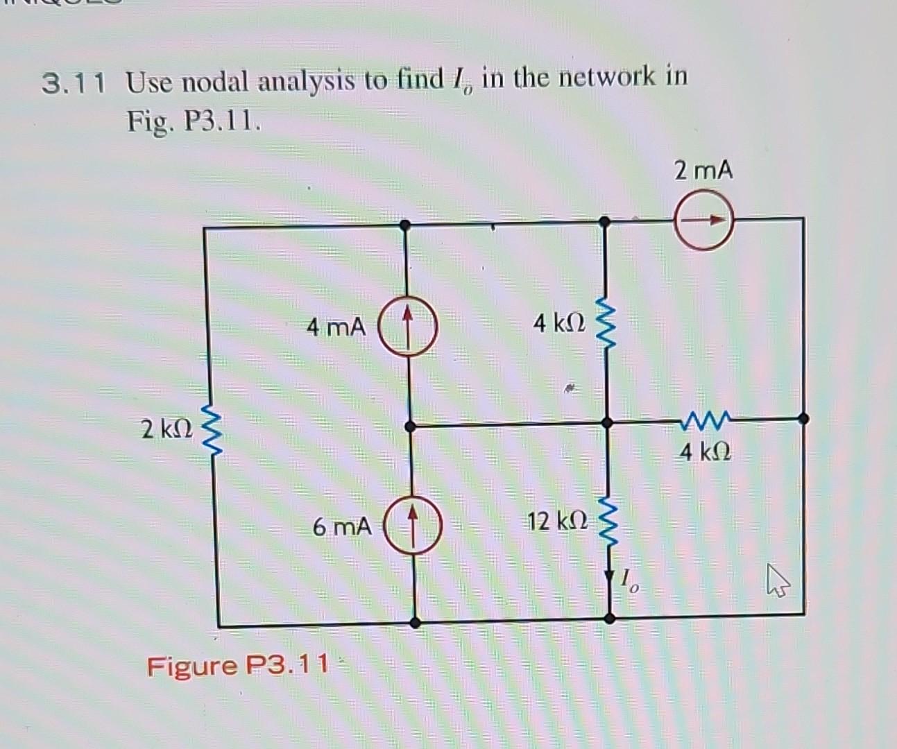 Solved 3.11 Use nodal analysis to find Io in the network in | Chegg.com