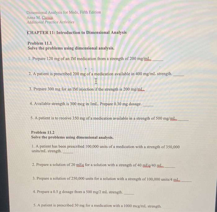 Dimensional Analysis for Meds, Fifth Edition Anna M. | Chegg.com