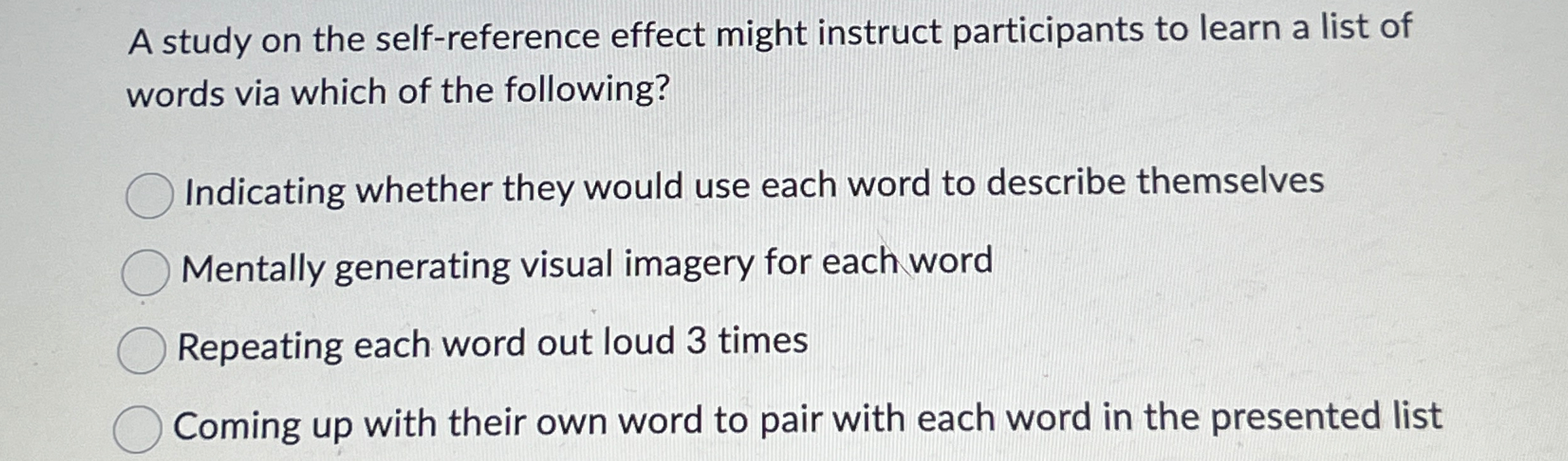 Solved A study on the self-reference effect might instruct | Chegg.com