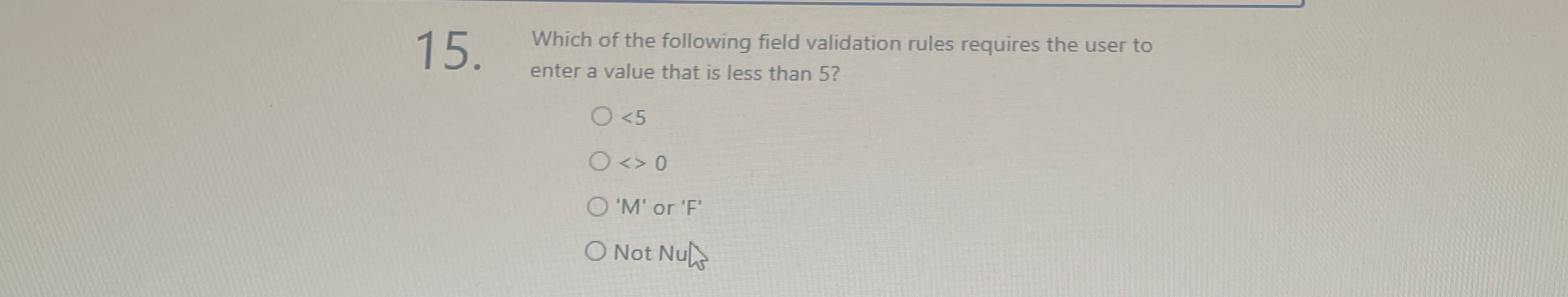 Solved Which of the following field validation rules | Chegg.com