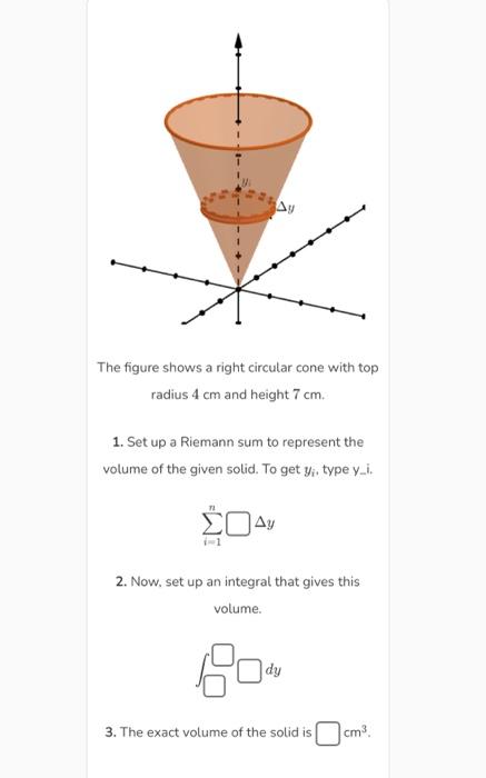 Solved The figure shows a right circular cone with top | Chegg.com