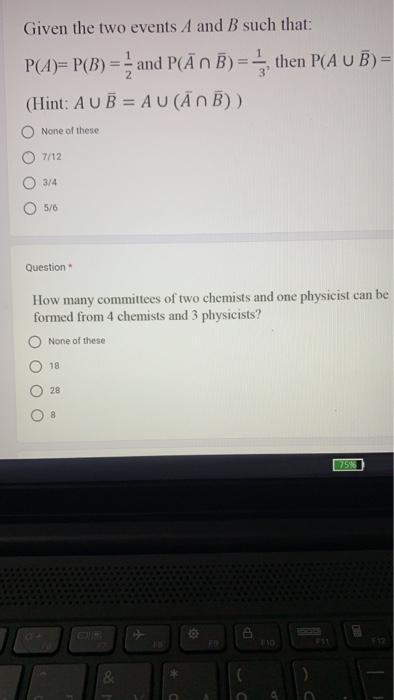 Solved Given the two events A and B such that: P(A)=P(B)=21 | Chegg.com