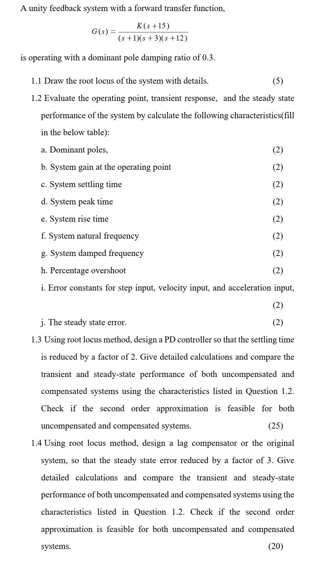 Solved A unity feedback system with a forward transfer | Chegg.com