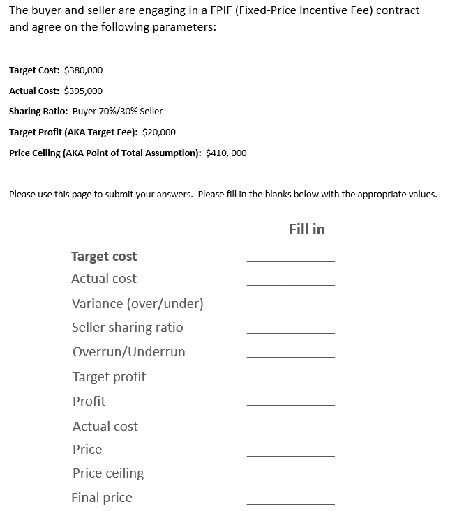 Solved The buyer and seller are engaging in a FPIF | Chegg.com