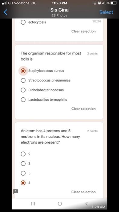 Solved GH Vodafone 3G 11:28 PM Sis Gina 28 Photos | Chegg.com