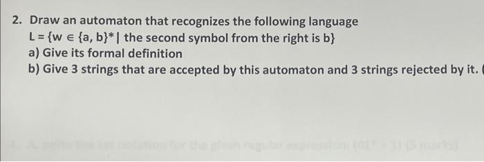 Solved 2. Draw an automaton that recognizes the following | Chegg.com