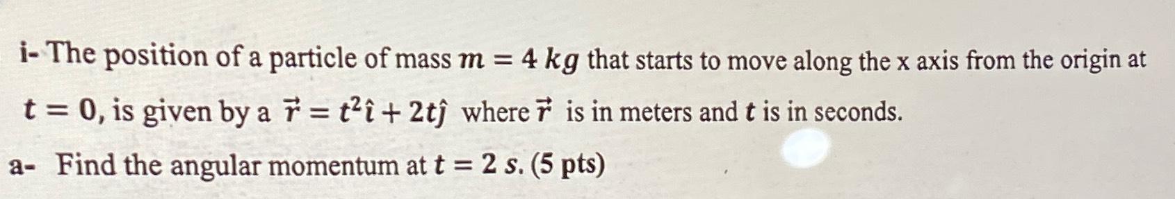 Solved i- ﻿The position of a particle of mass m=4kg ﻿that | Chegg.com