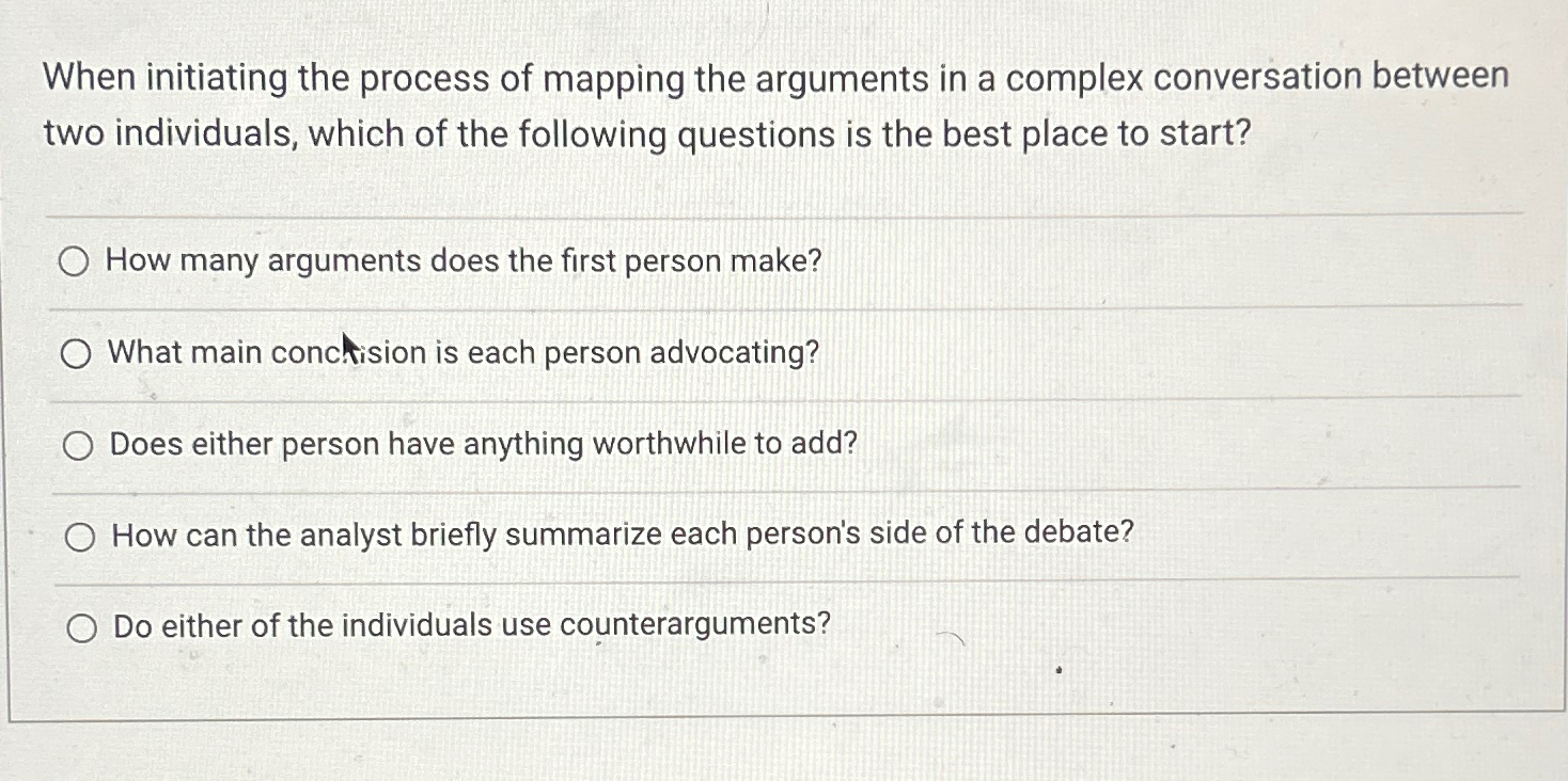 Solved When initiating the process of mapping the arguments | Chegg.com