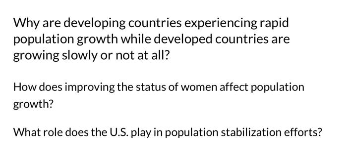 Solved Why are developing countries experiencing rapid | Chegg.com