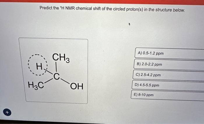 Solved Predict the 1H NMR chemical shift of the circled | Chegg.com