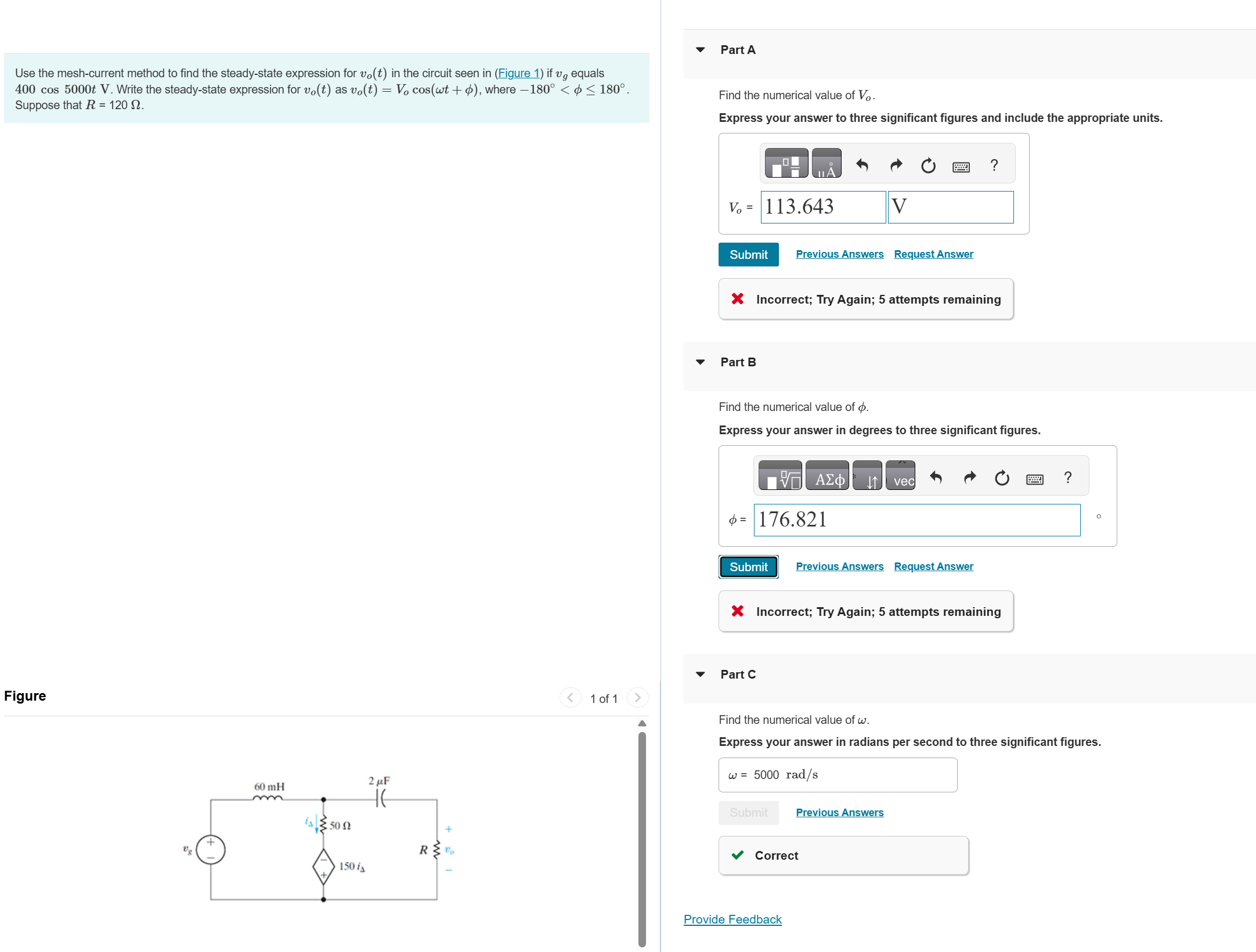 Solved Use the mesh-current method to ﻿find the steady-state | Chegg.com