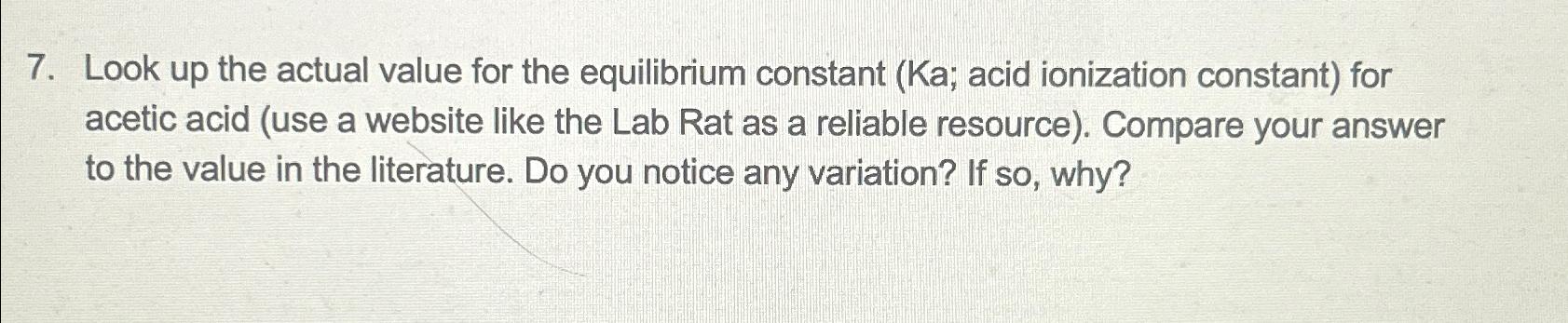 Solved Data SheetTable 2: Equilibrium Constants | Chegg.com