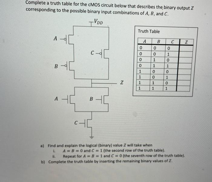 Solved Complete a truth table for the CMOS circuit below | Chegg.com
