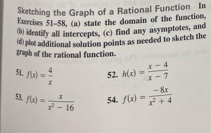 Solved Sketching the Graph of a Rational Function In | Chegg.com