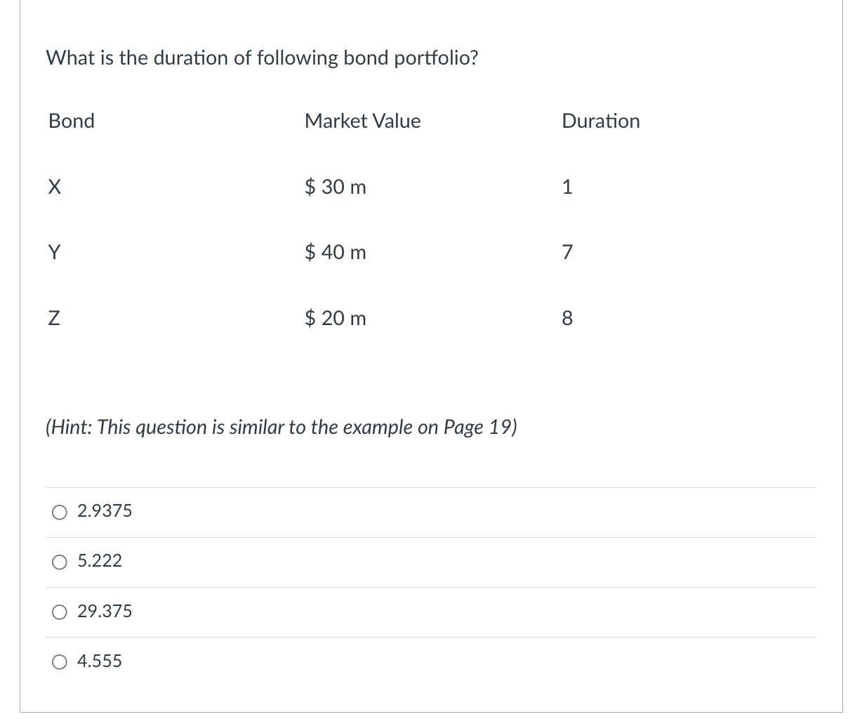Solved What is the duration of following bond | Chegg.com
