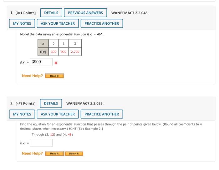 Solved Model the data using an exponential function | Chegg.com