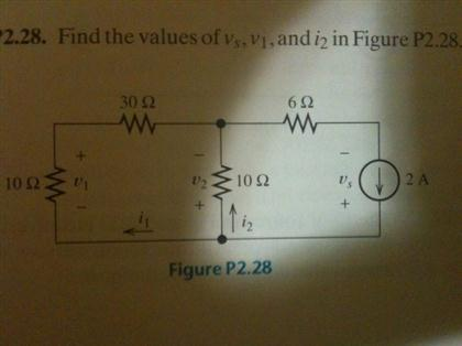 Solved Find the values of V and i2 Figure P2.28. Figure | Chegg.com
