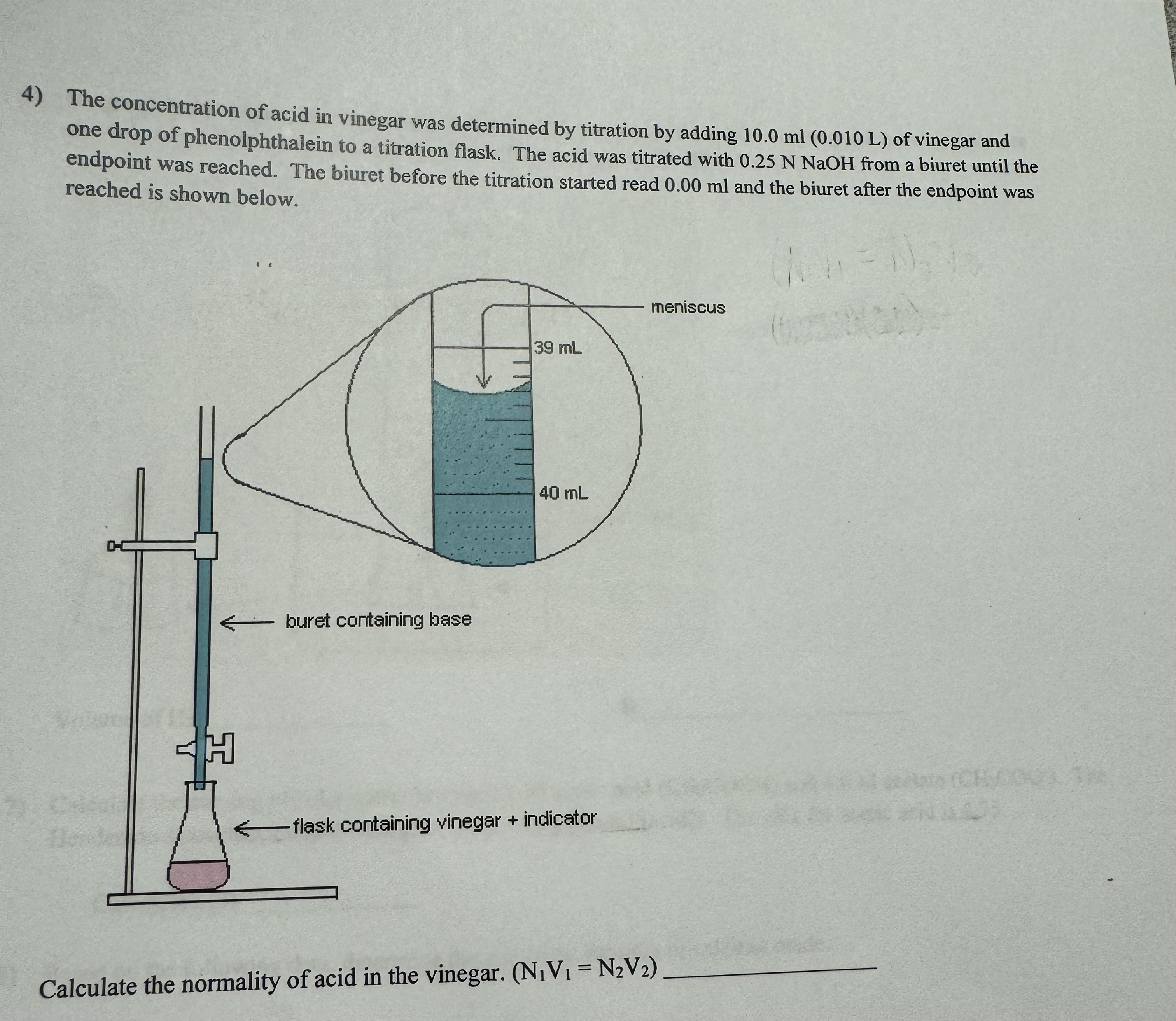 Solved The concentration of acid in vinegar was determined | Chegg.com