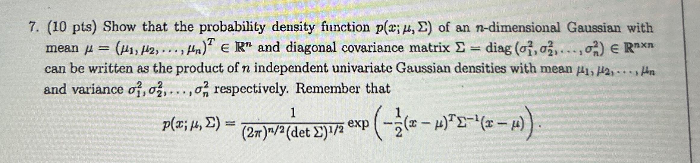Solved (10 ﻿pts) ﻿Show that the probability density function | Chegg.com
