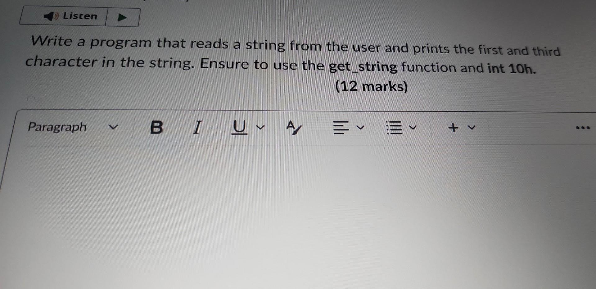 Solved Write a program that reads a string from the user and | Chegg.com