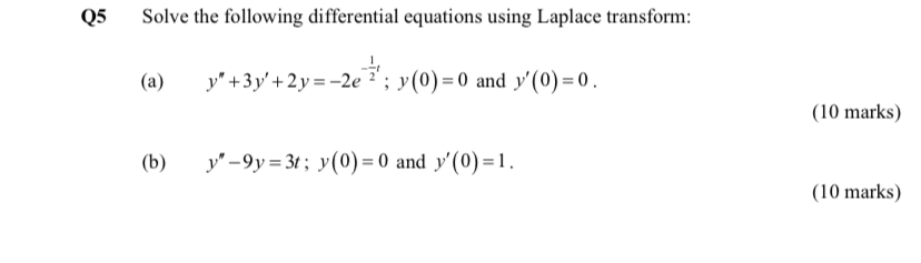 Solved Q5 ﻿Solve the following differential equations using | Chegg.com