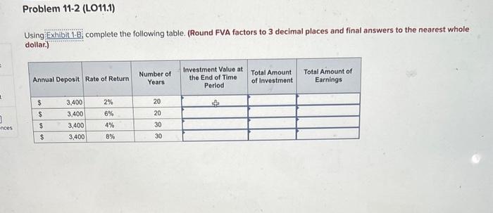 Solved Using:Exhibit 1.B; complete the following table. | Chegg.com