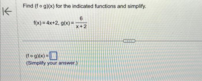 Solved K Find (fog)(x) for the indicated functions and | Chegg.com