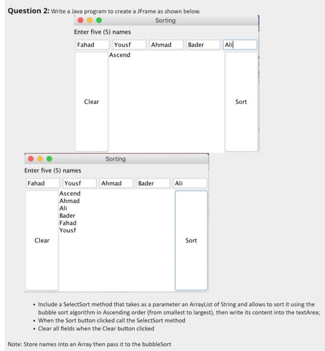 Solved Question 2 Write A Java Program To Create A Jframe