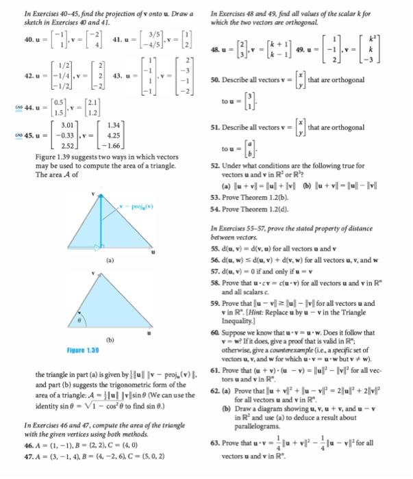 Solved In Exercises 40-45, find the projection of v onto u. | Chegg.com