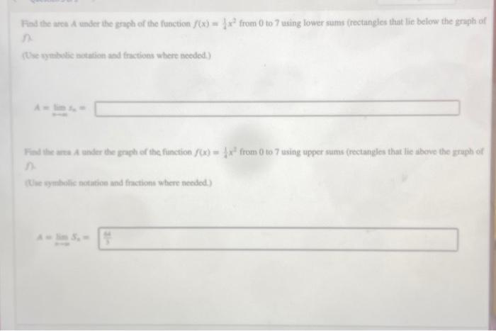 Find the arce A under the graph of the function | Chegg.com