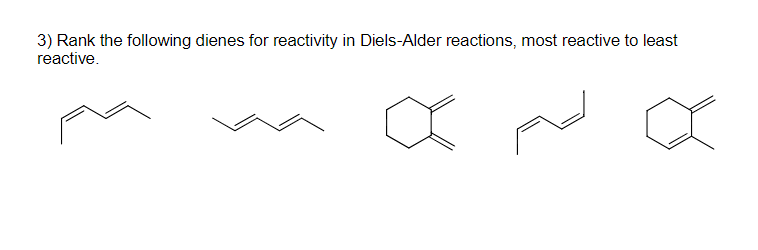 Solved Rank the following dienes for reactivity in | Chegg.com