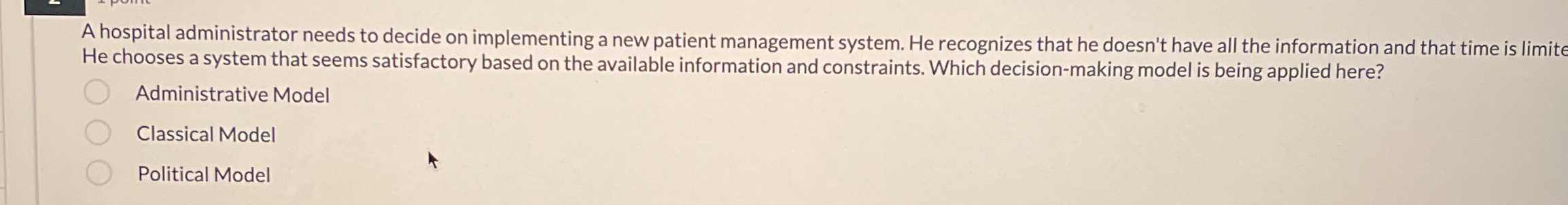Solved A hospital administrator needs to decide on | Chegg.com