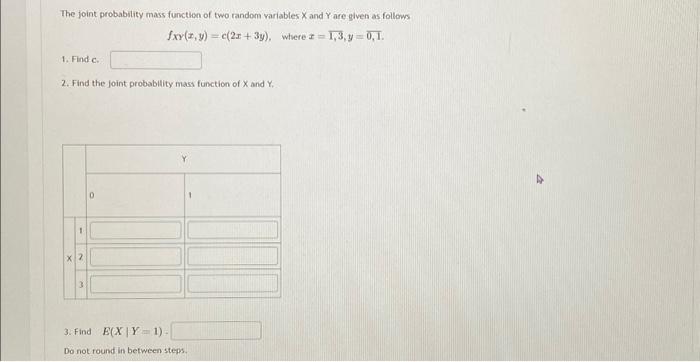 Solved The joint probability mass function of two random | Chegg.com