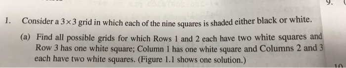 Solved 1. Consider a 3x3 grid in which each of the nine | Chegg.com