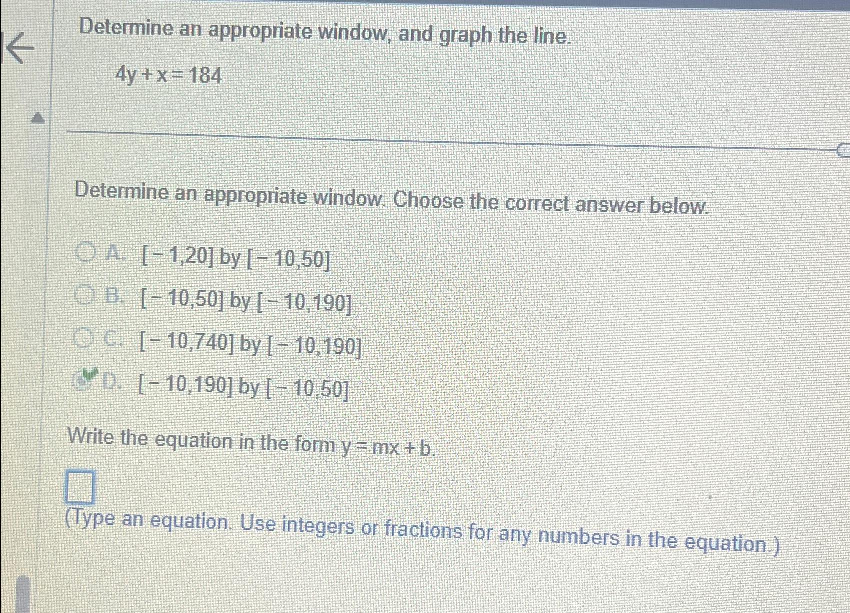 Solved Determine an appropriate window, and graph the | Chegg.com