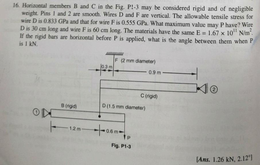 Solved 16. Horizontal members B and C in the Fig. P1-3 may | Chegg.com