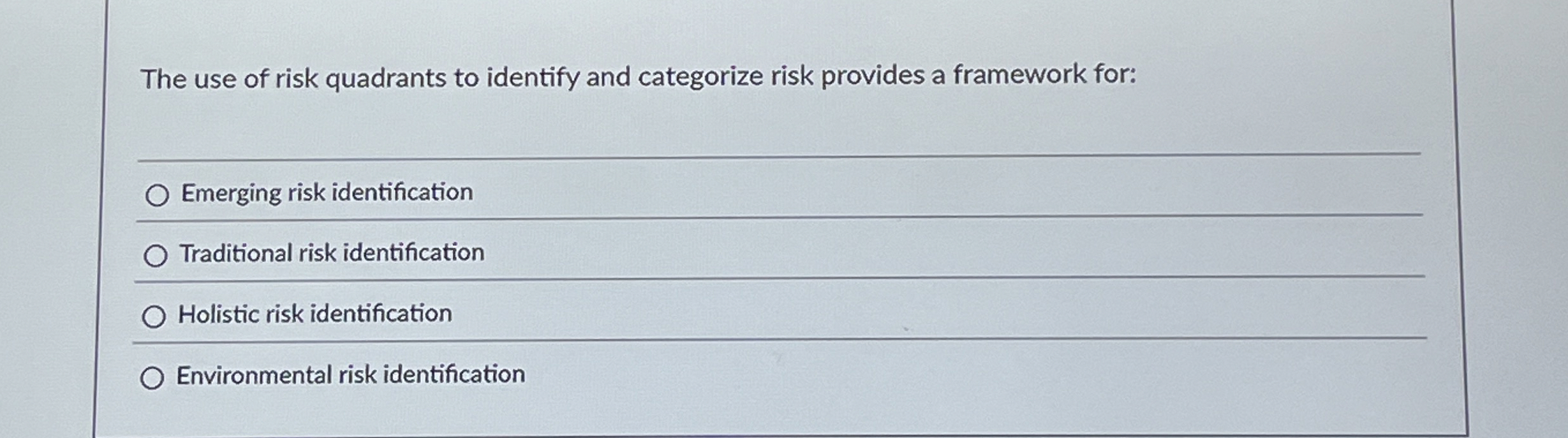 Solved The use of risk quadrants to identify and categorize | Chegg.com