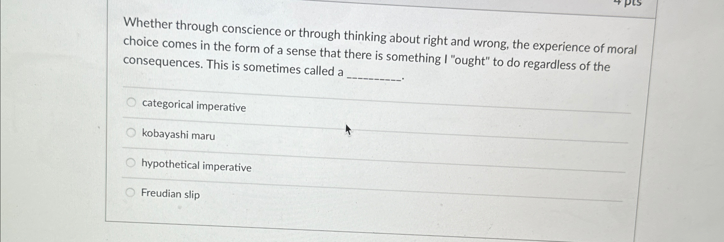 Solved Whether through conscience or through thinking about | Chegg.com