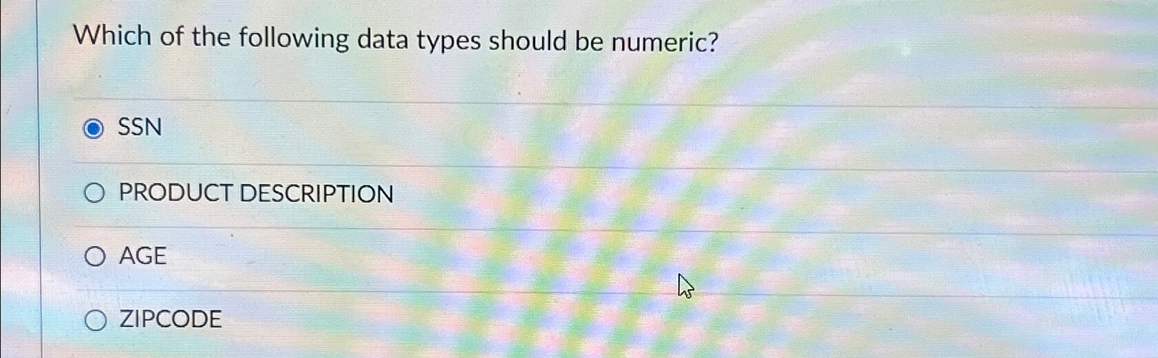 Solved Which of the following data types should be | Chegg.com