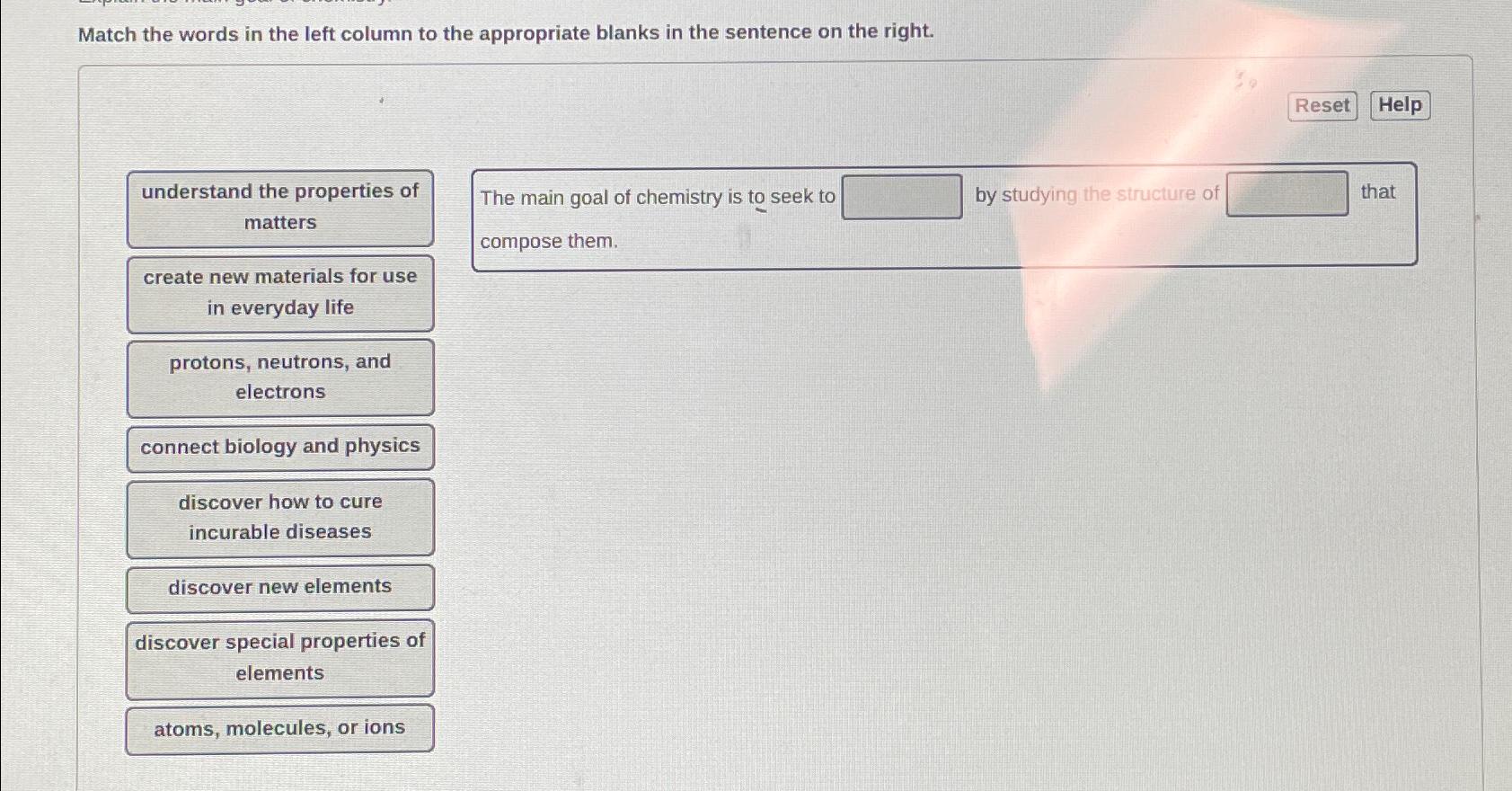 Solved Match the words in the left column to the appropriate | Chegg.com
