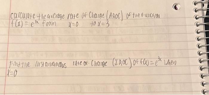 Solved calculate the average rate of Change (AROC) of the | Chegg.com